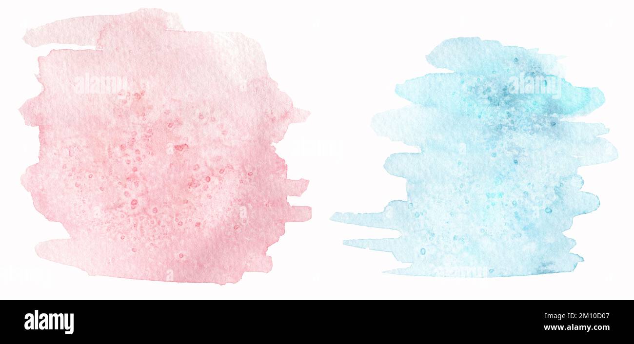 Aquarelle dessin à la main coloris bleu et rose arrière-plans Clipart ...