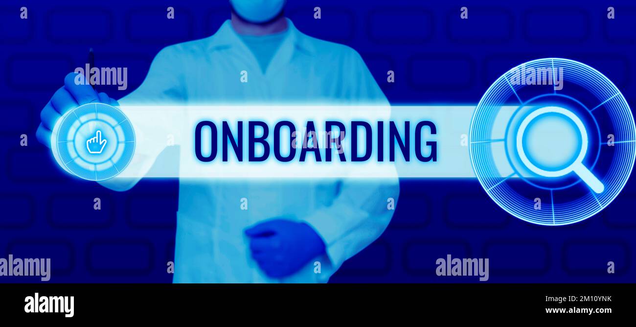 Légende du texte présentant Onboarding. Concept signification action ...