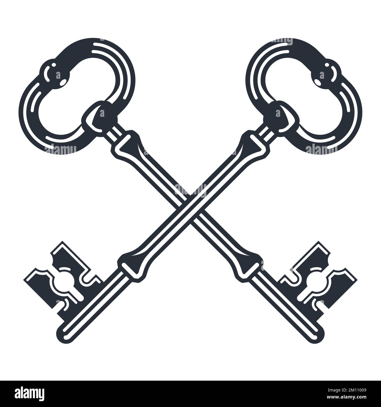 Deux clés millésimes croisées, symbole héraldique du secret, vieilles ...