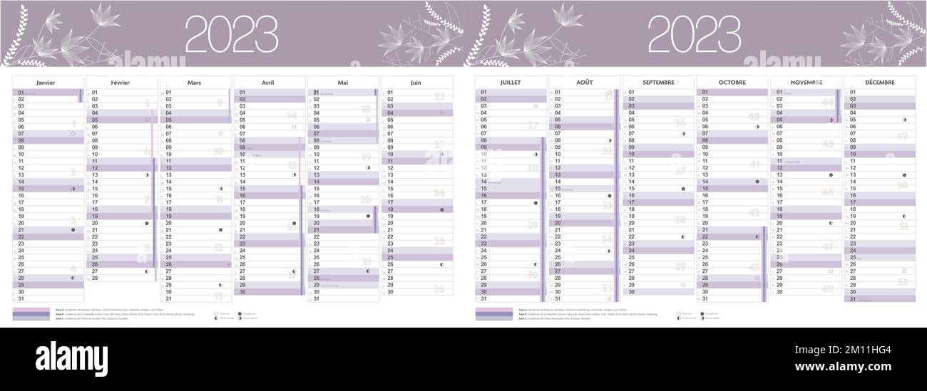 Calendrier 2023 francais avec vacances Banque de photographies et d’images à haute résolution ...