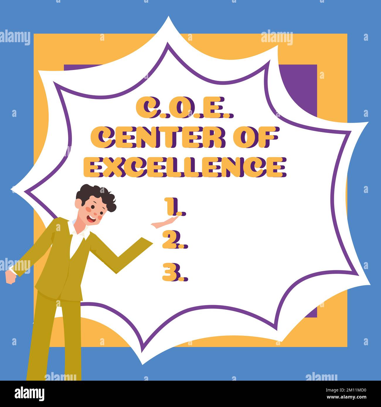 Panneau écrit à la main C.O.E. Centre d'excellence. Mot pour être alpha ...