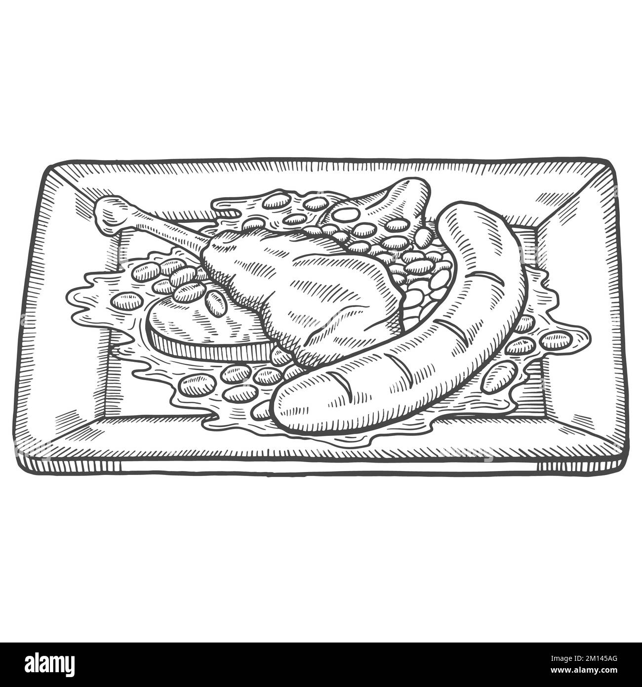 cassoulet france cuisine alimentaire isolé doodle dessin dessiné à la ...