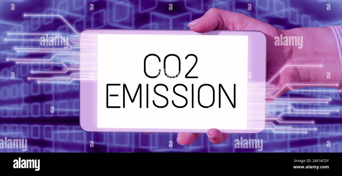 Inspiration montrant l'émission du panneau CO2. Mot écrit sur la ...