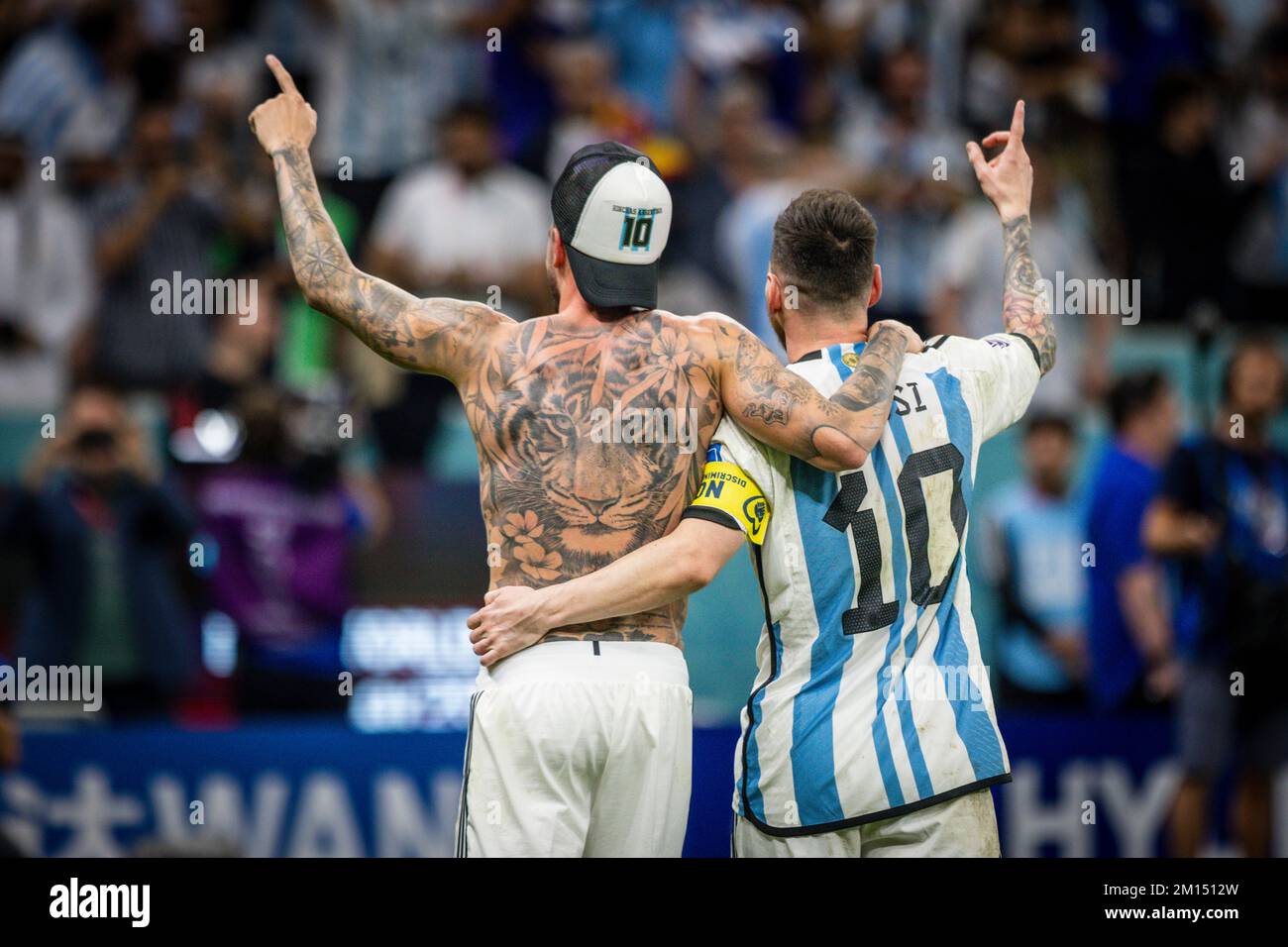 Doha, Qatar. 9th décembre 2022. Rodrigo de Paul (Arg), Lionel Messi ...