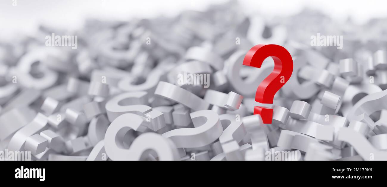 Point d'interrogation rouge sur fond de point d'interrogation blanc ...