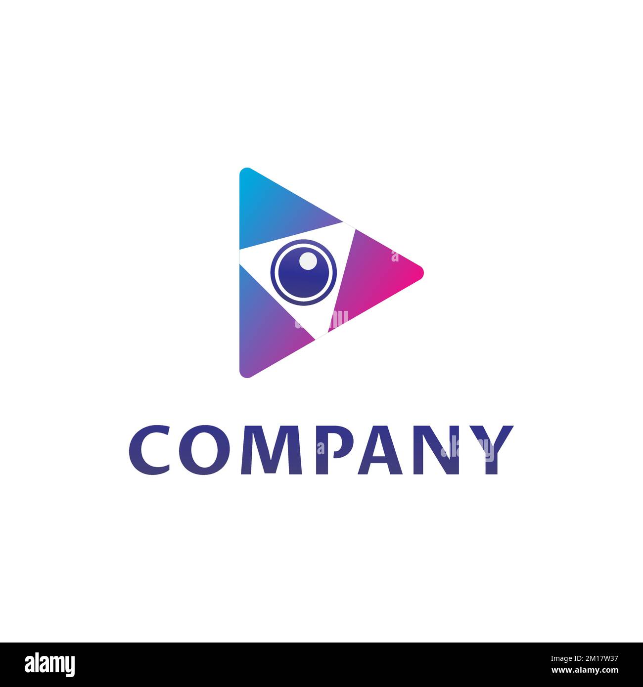 Forme triangulaire avec boule à œil. Concept de bouton de lecture avec ...