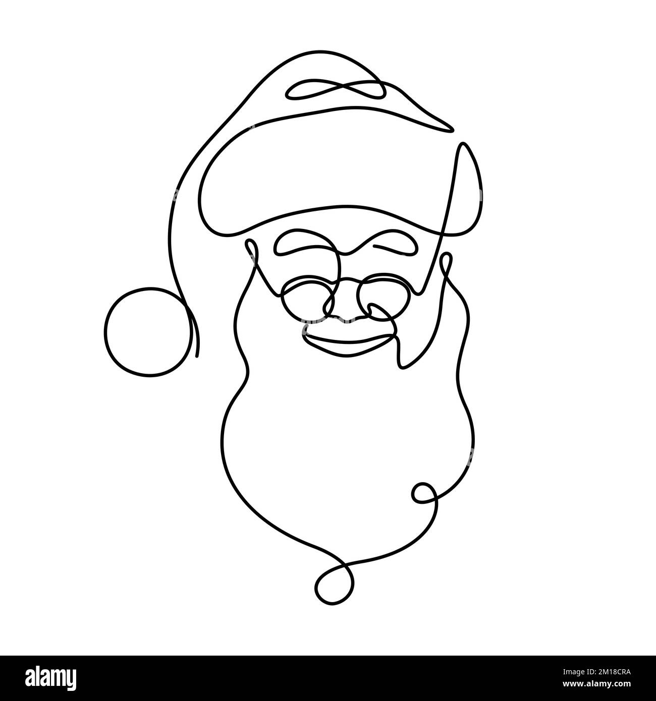 Le Père Noël Souriant Avec Le Visage De Bonheur Dans Un Dessin De Ligne Continu Ou Une