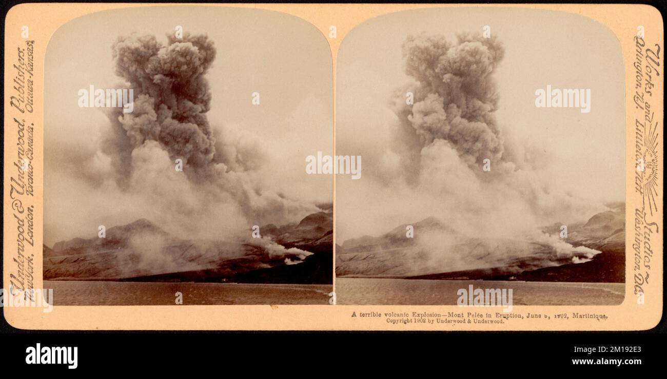 Une terrible explosion volcanique - Mont Pelée en éruption, 5 juin 1902 ...
