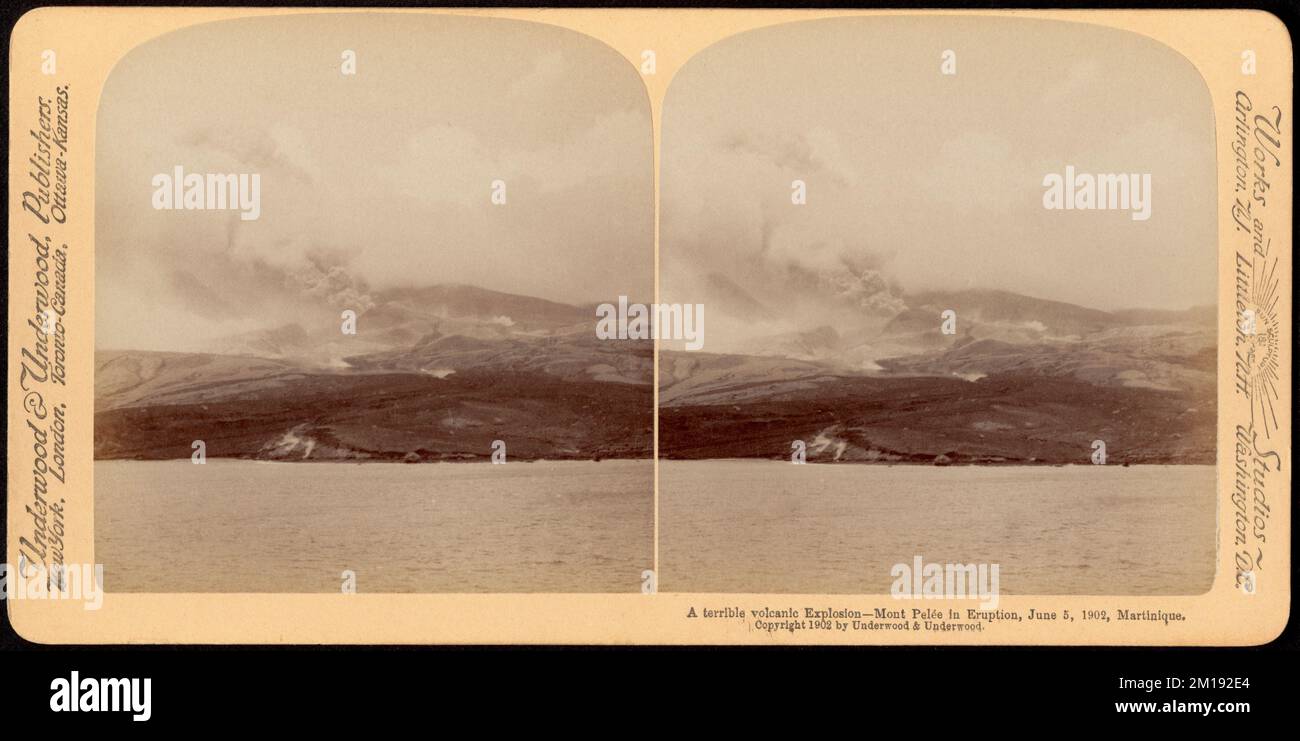 Une terrible explosion volcanique - Mont Pelée en éruption, 5 juin 1902 ...
