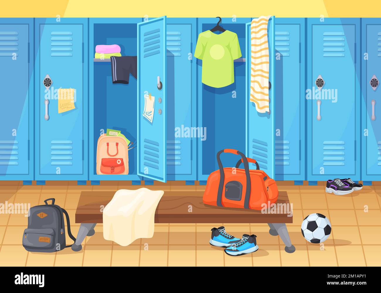Vestiaires de l'école. Vestiaires universitaires, vestiaires, équipe de ...