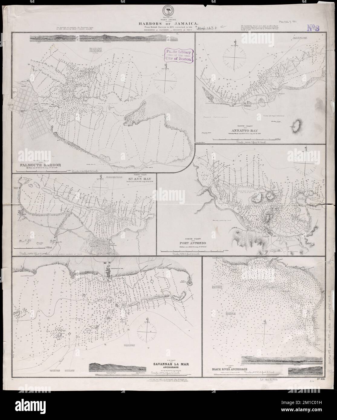 Antilles, ports de la Jamaïque : des relevés britanniques à 1879 ...