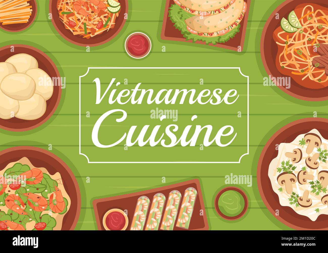 Menu du restaurant de cuisine vietnamienne avec une collection de plats ...