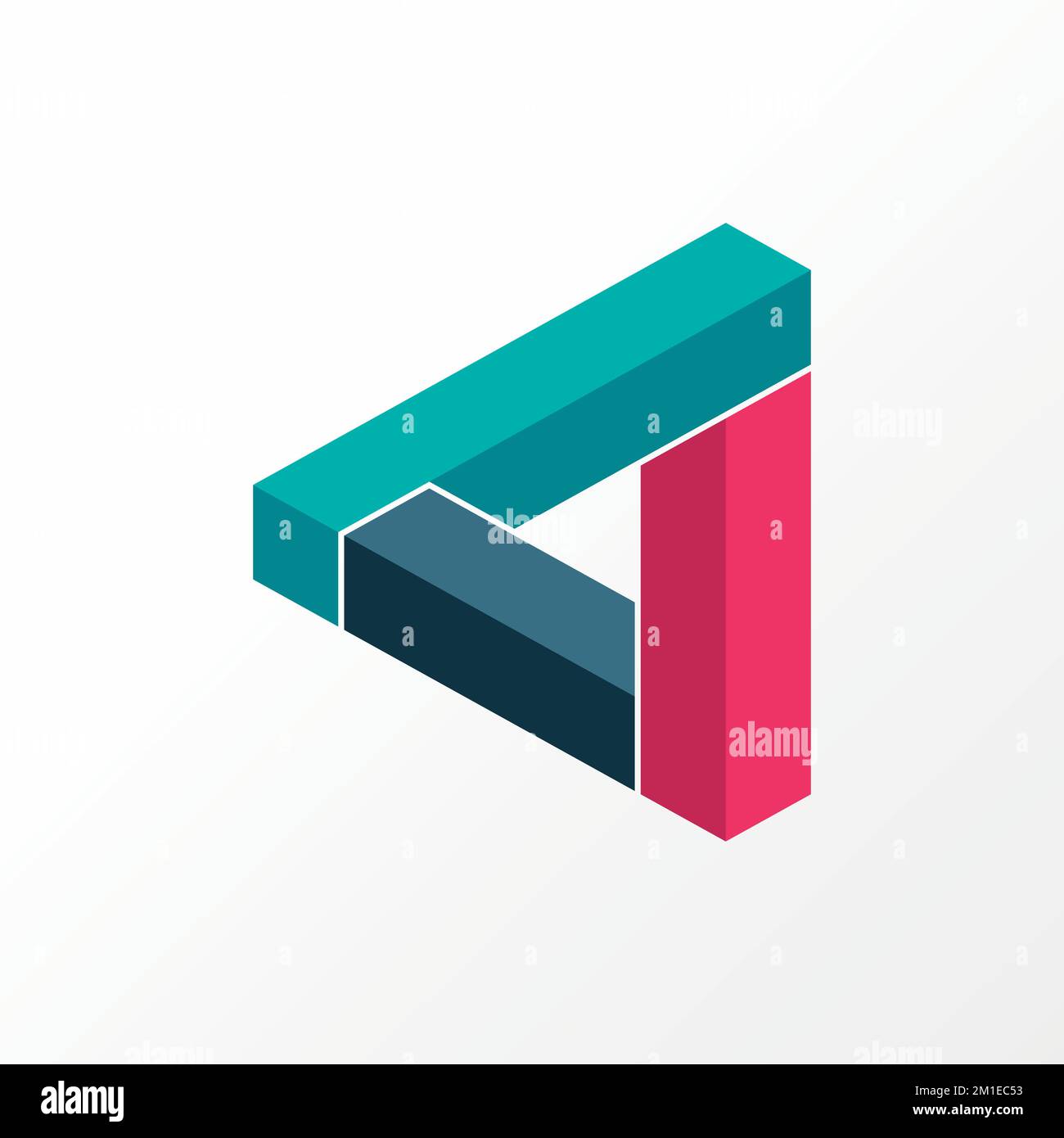 Incroyable triangle 3D en trois blocs formant image graphique icône ...