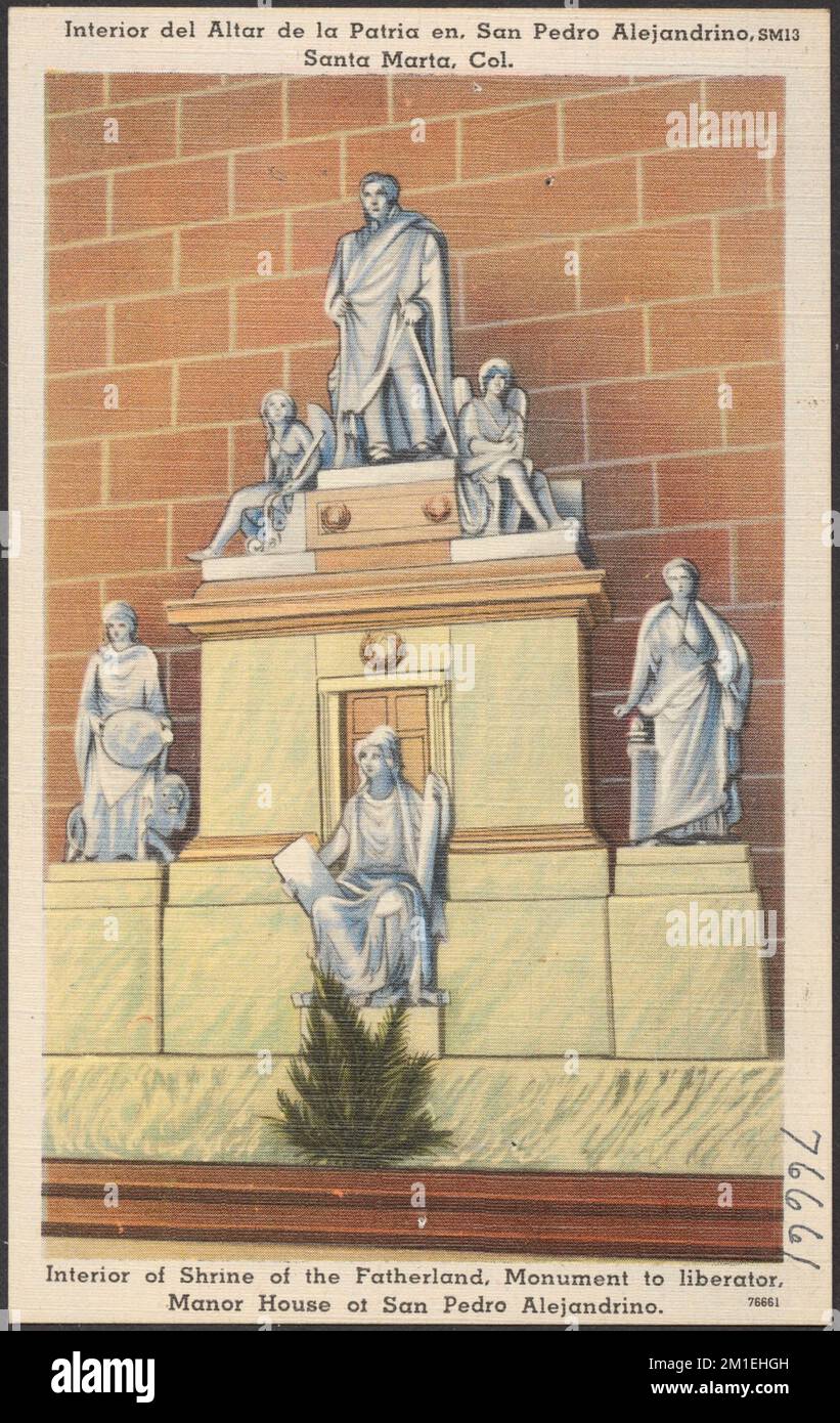 Intérieur del autel de la Patria en. San Pedro Alejandrino, San Marta ...