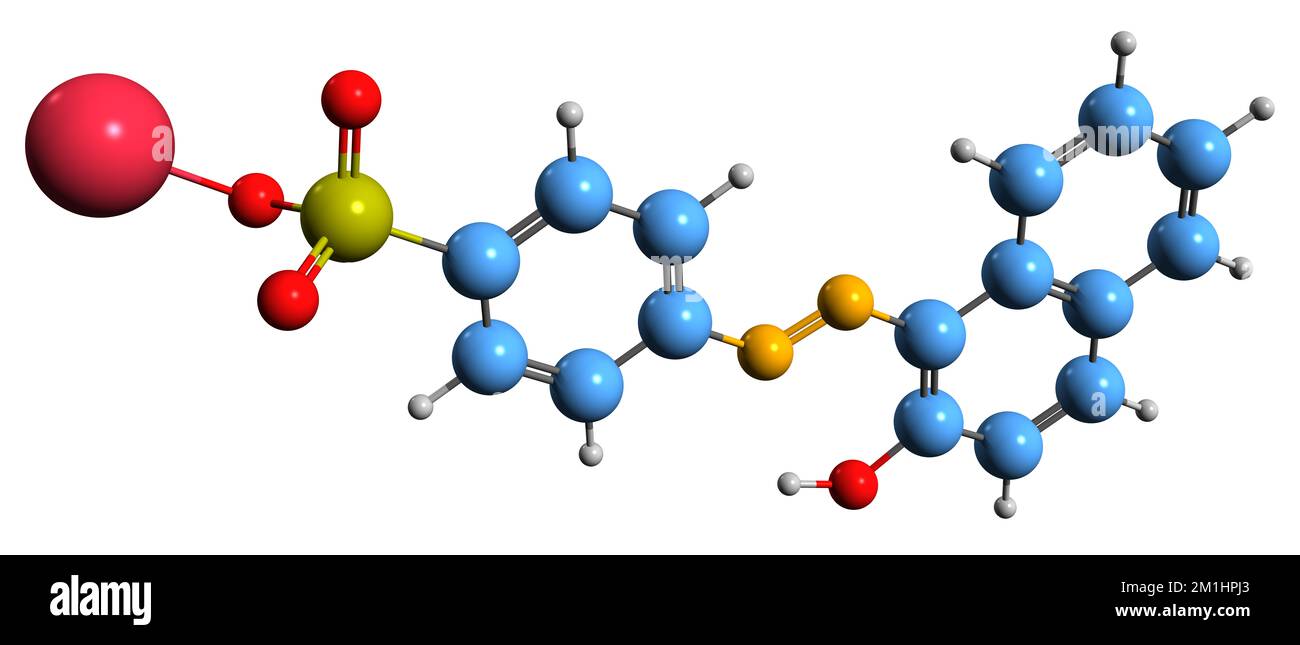 3D image de la formule squelettique Acid Orange 7 - structure chimique ...