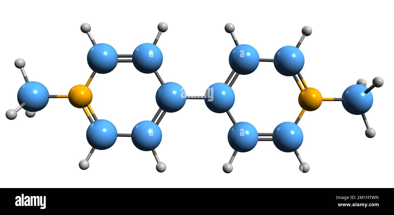 3D image de la formule squelettique Paraquat - structure chimique ...