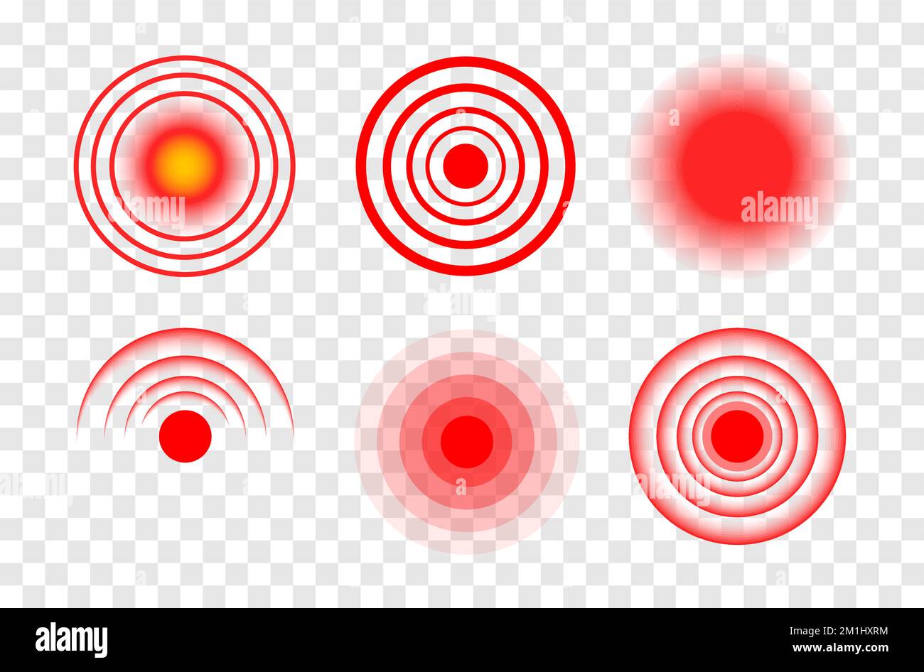 Ondulation du vecteur médical du cercle cible rouge. Endroit douloureux ...