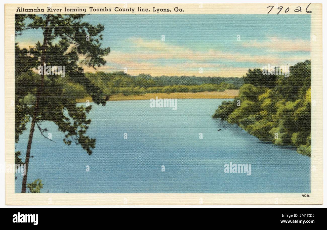 Rivière Alhambra formant la ligne du comté de Toombs, Lyons, Géorgie ...