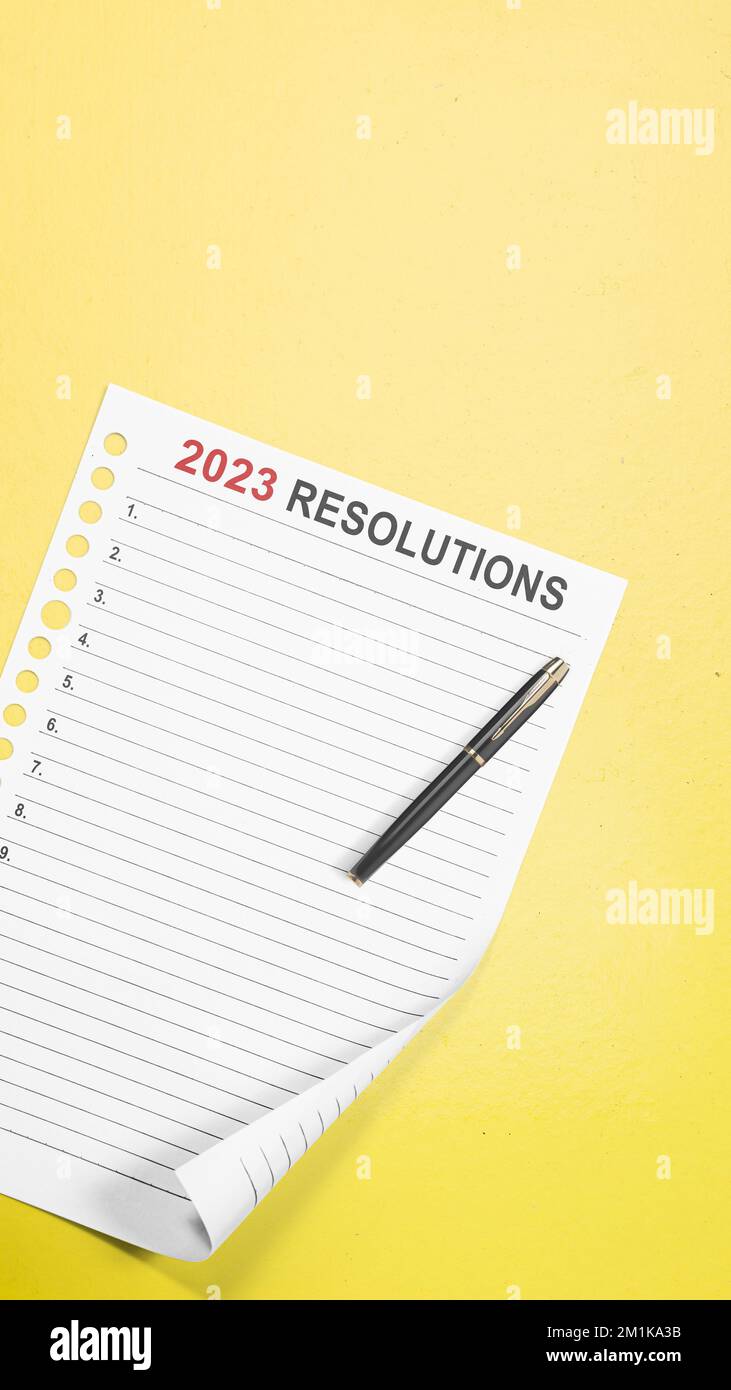 La liste des résolutions 2023 est sur le papier. Résolution de 2023 ...