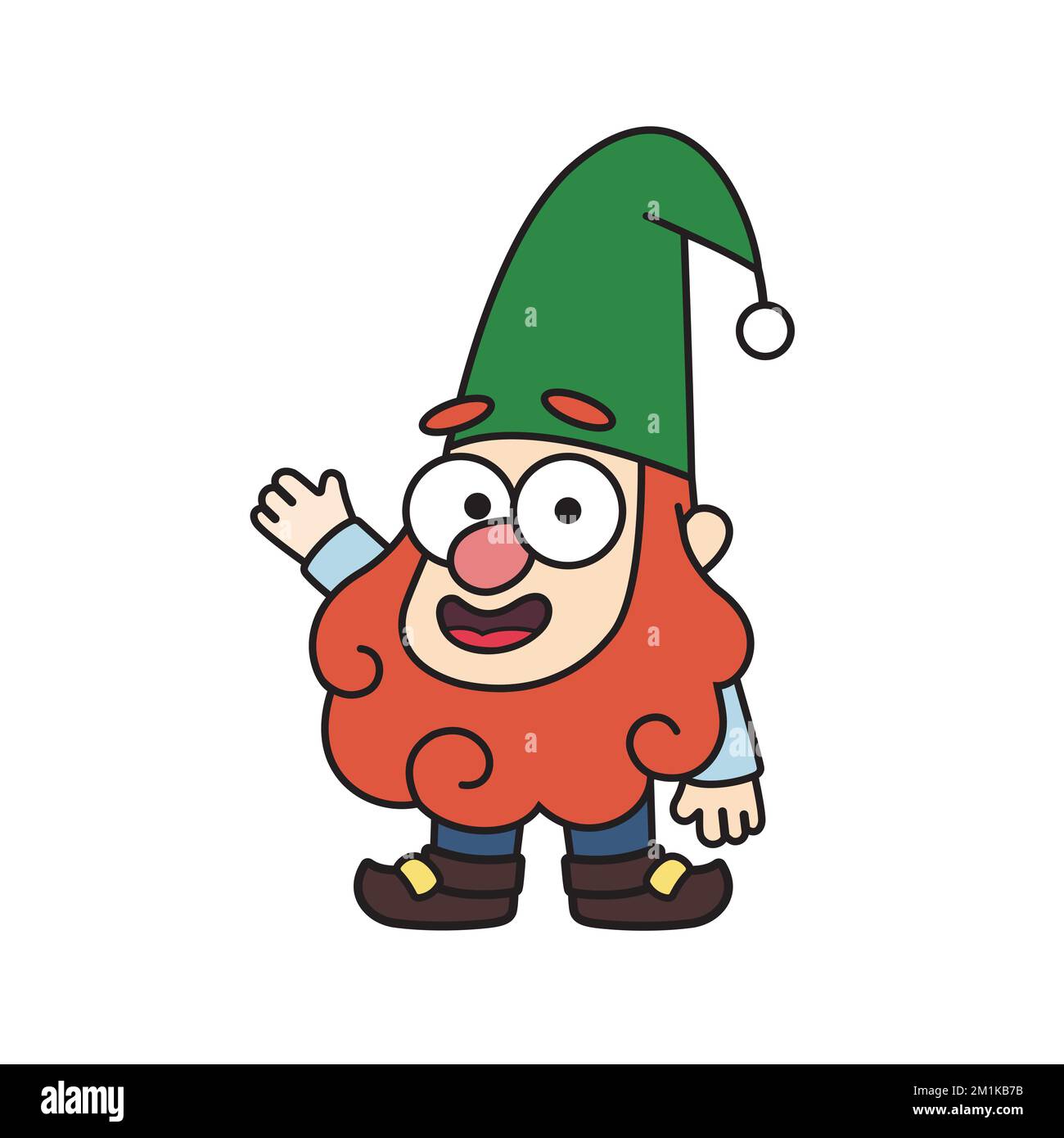 Joyeux petit gnome de jardin, nain, oldman, jardinier agite la main ...