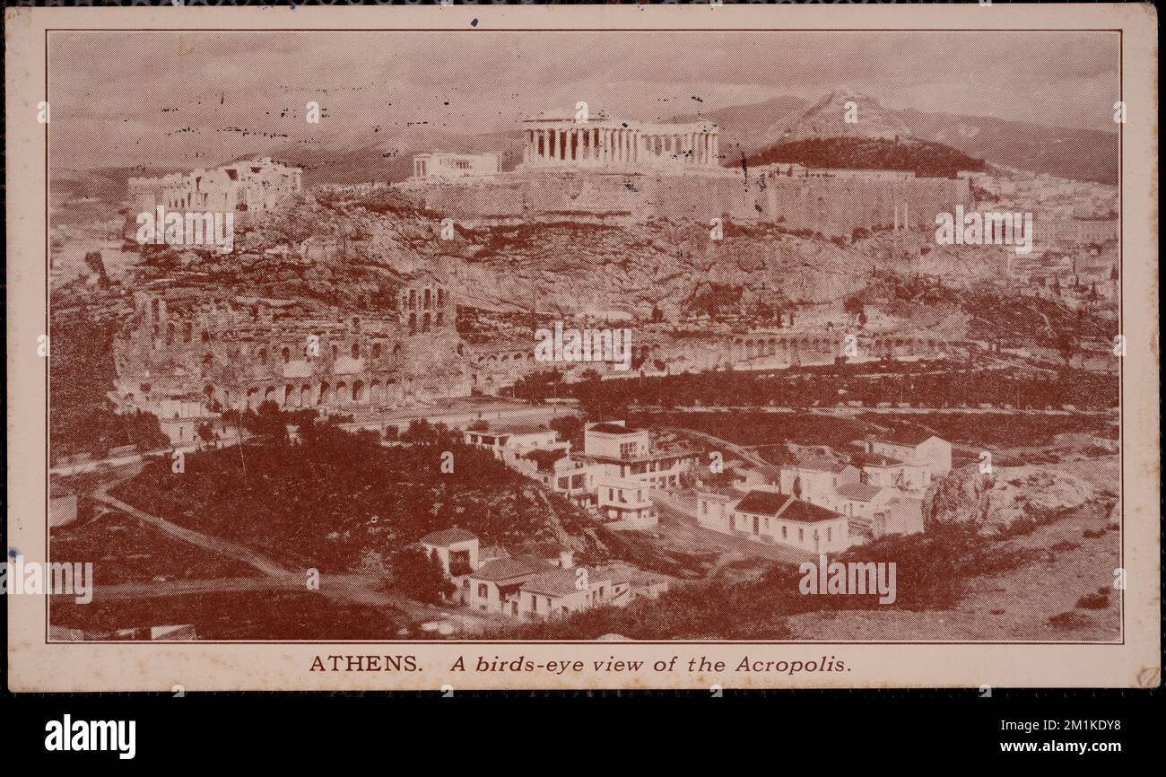 Athènes. Vue panoramique sur l'Acropole, les forts et fortifications ...