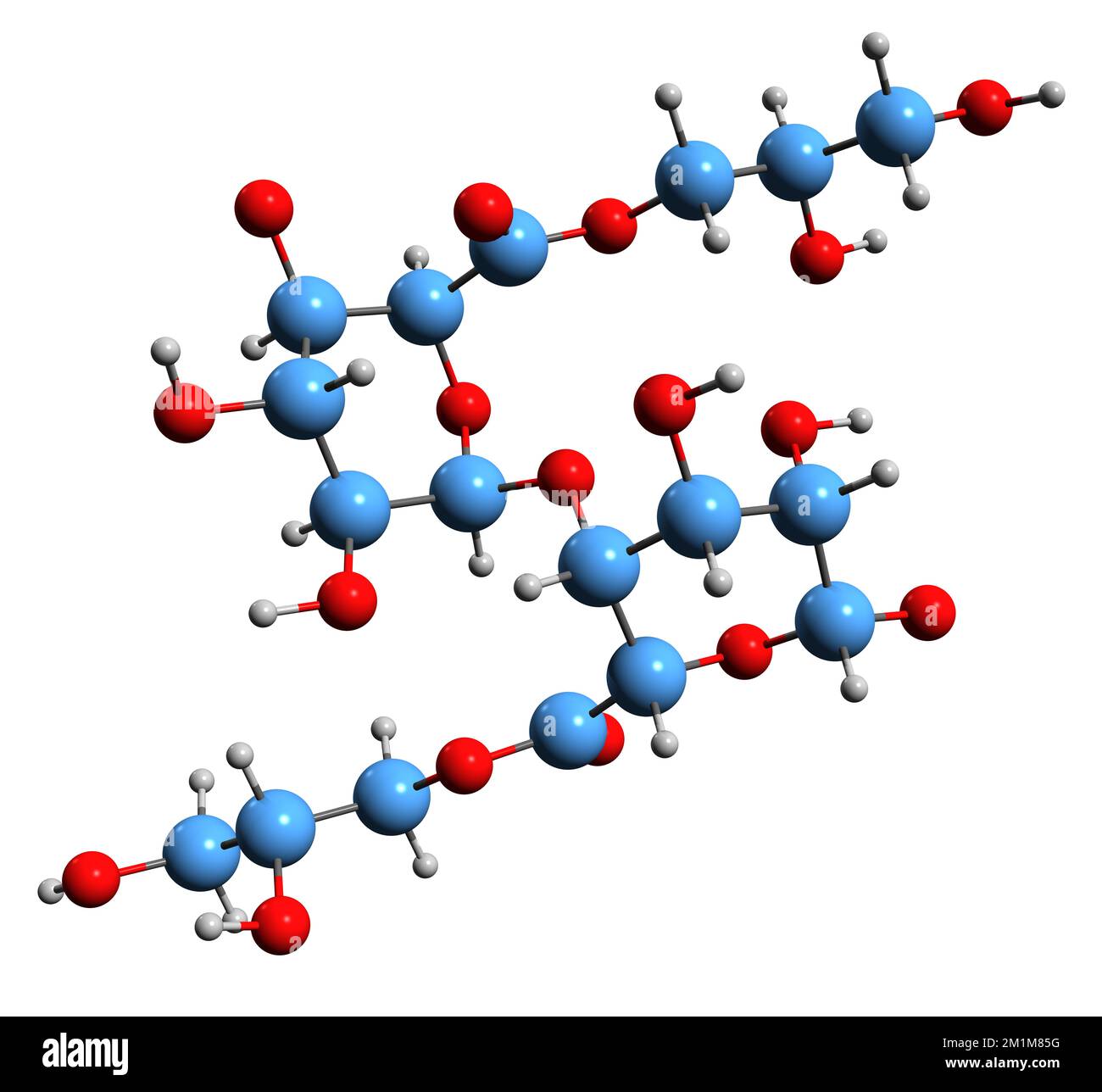 3D image de la formule squelettique de l'alginate de propylène glycol ...