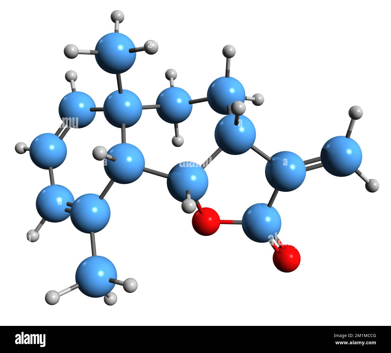 3D image de la formule squelettique de la lactone de Saussurea - structure chimique moléculaire ...
