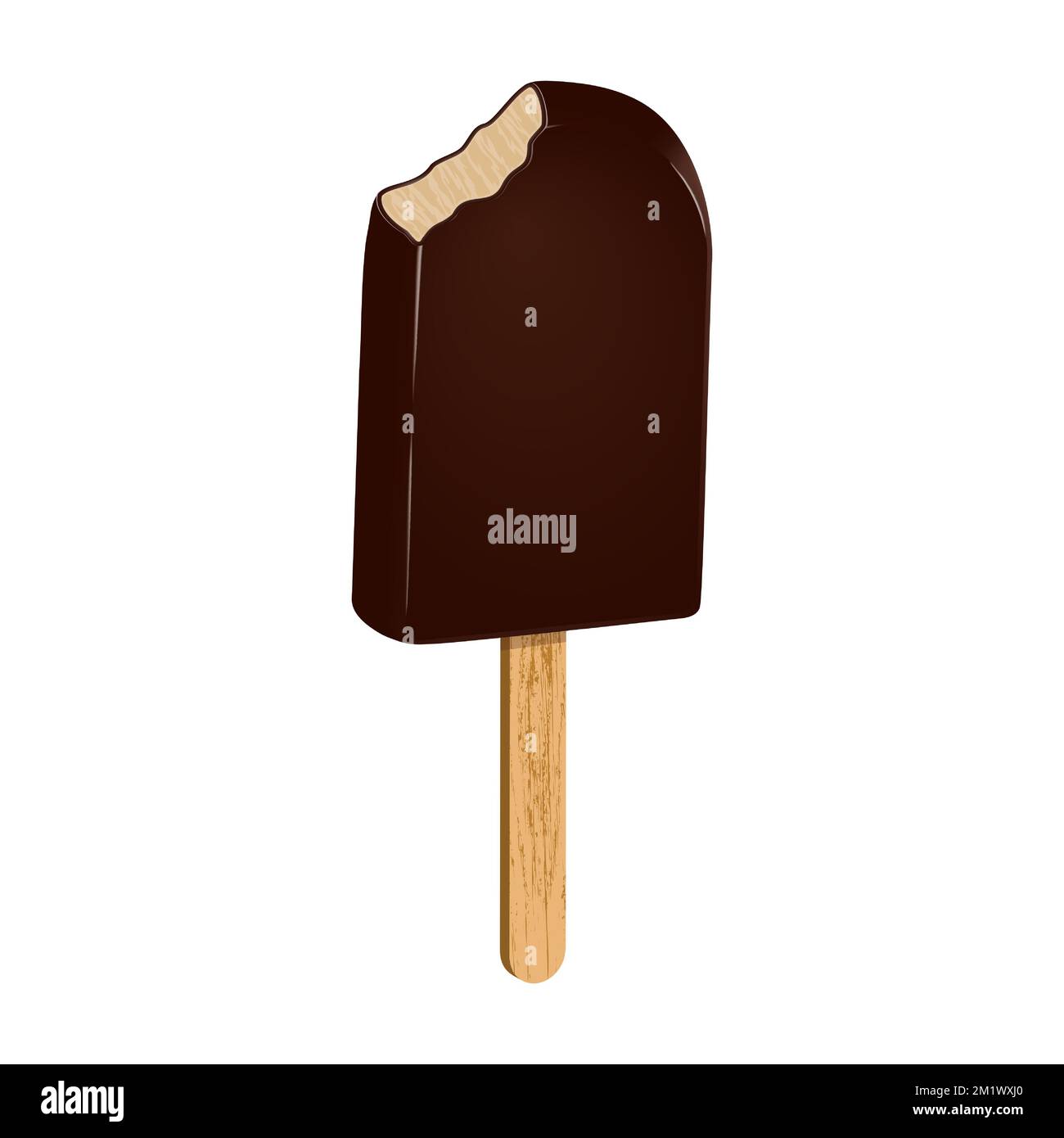 Piquer la popsicle de chocolat sur un bâton de bois. Glace au chocolat ...
