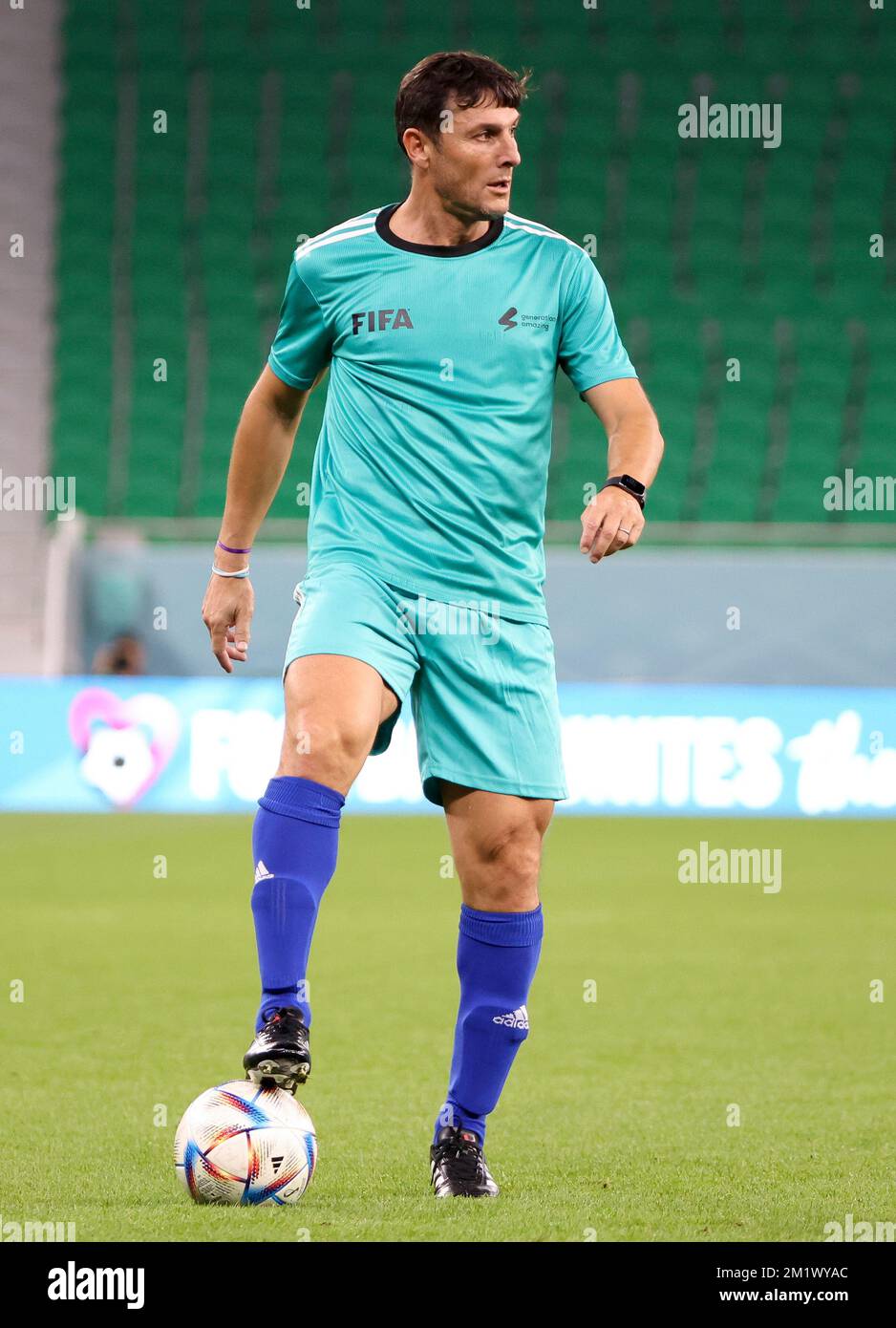 Javier Zanetti d'Argentine lors d'un match de football réunissant des ...