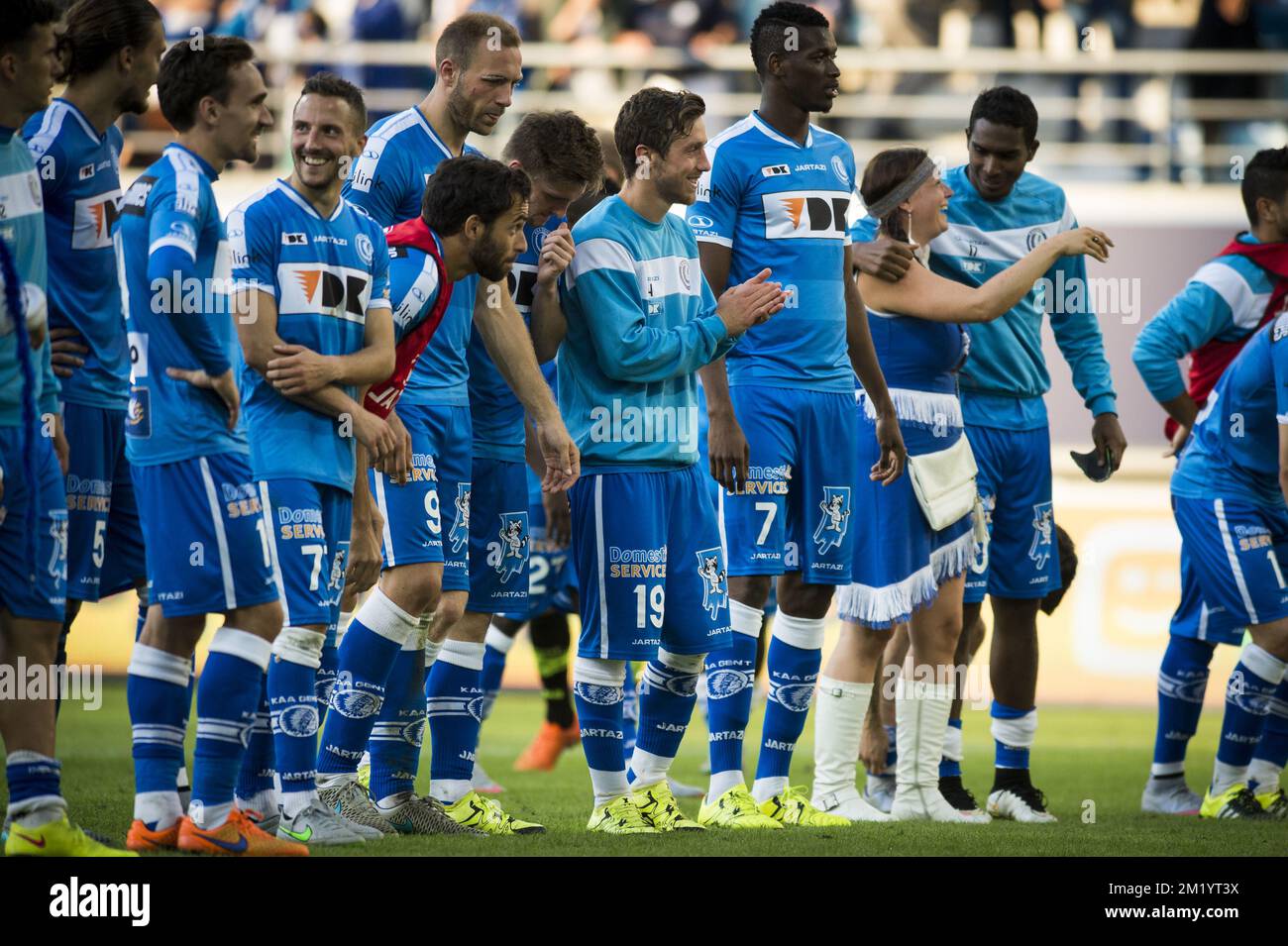 20150816 - GENT, BELGIQUE: Les joueurs de Gent célèbrent après avoir ...