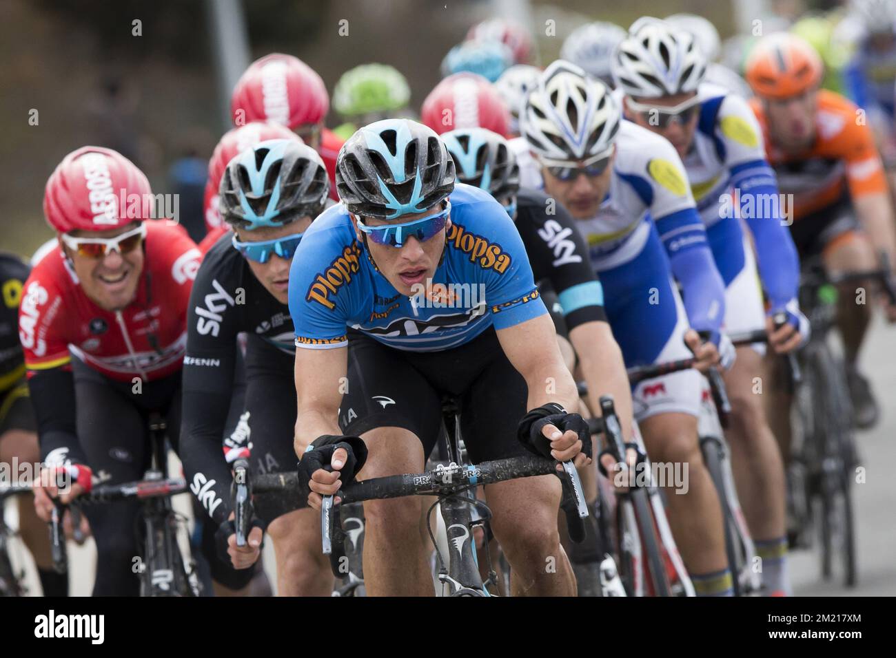 Dutch Danny van Poppel de Team Sky, portant le maillot bleu ...