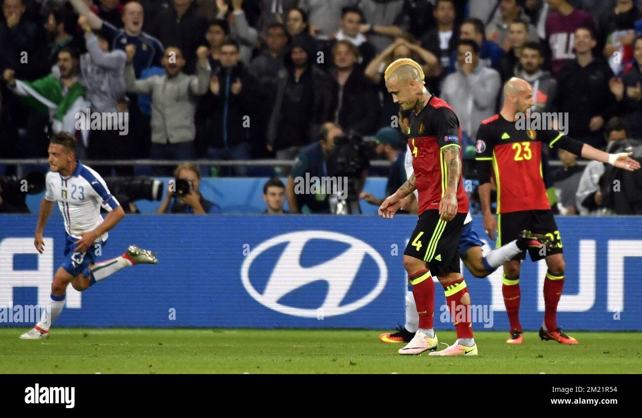 Emanuele Giaccherini d'Italie célèbre après avoir marqué le but de 0-1 ...