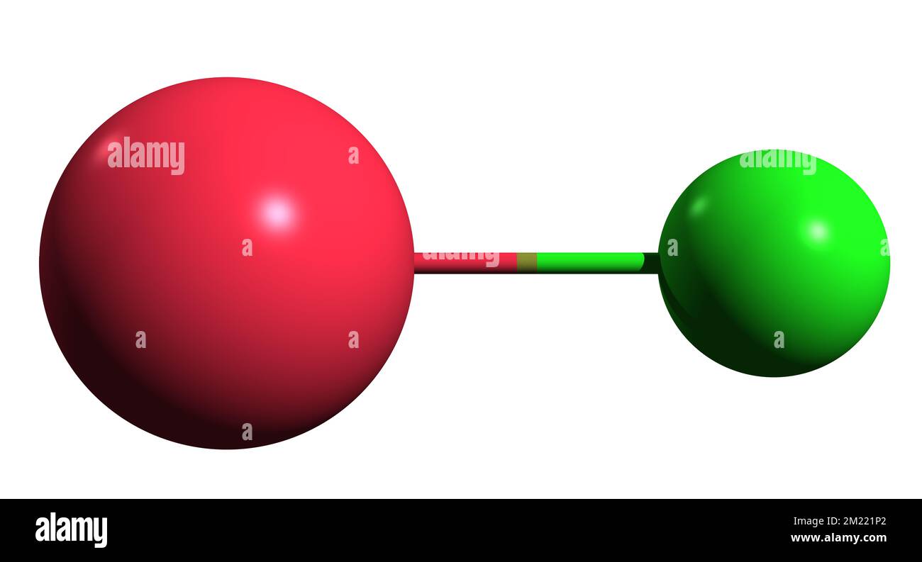 3D image de la formule squelettique de chlorure de sodium - structure ...