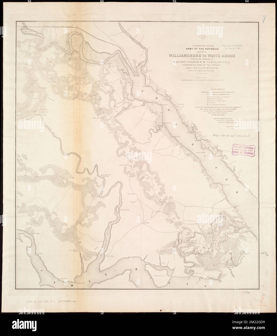 Cartes de campagne : Armée du Potomac : carte n° 2. Williamsburg à la ...