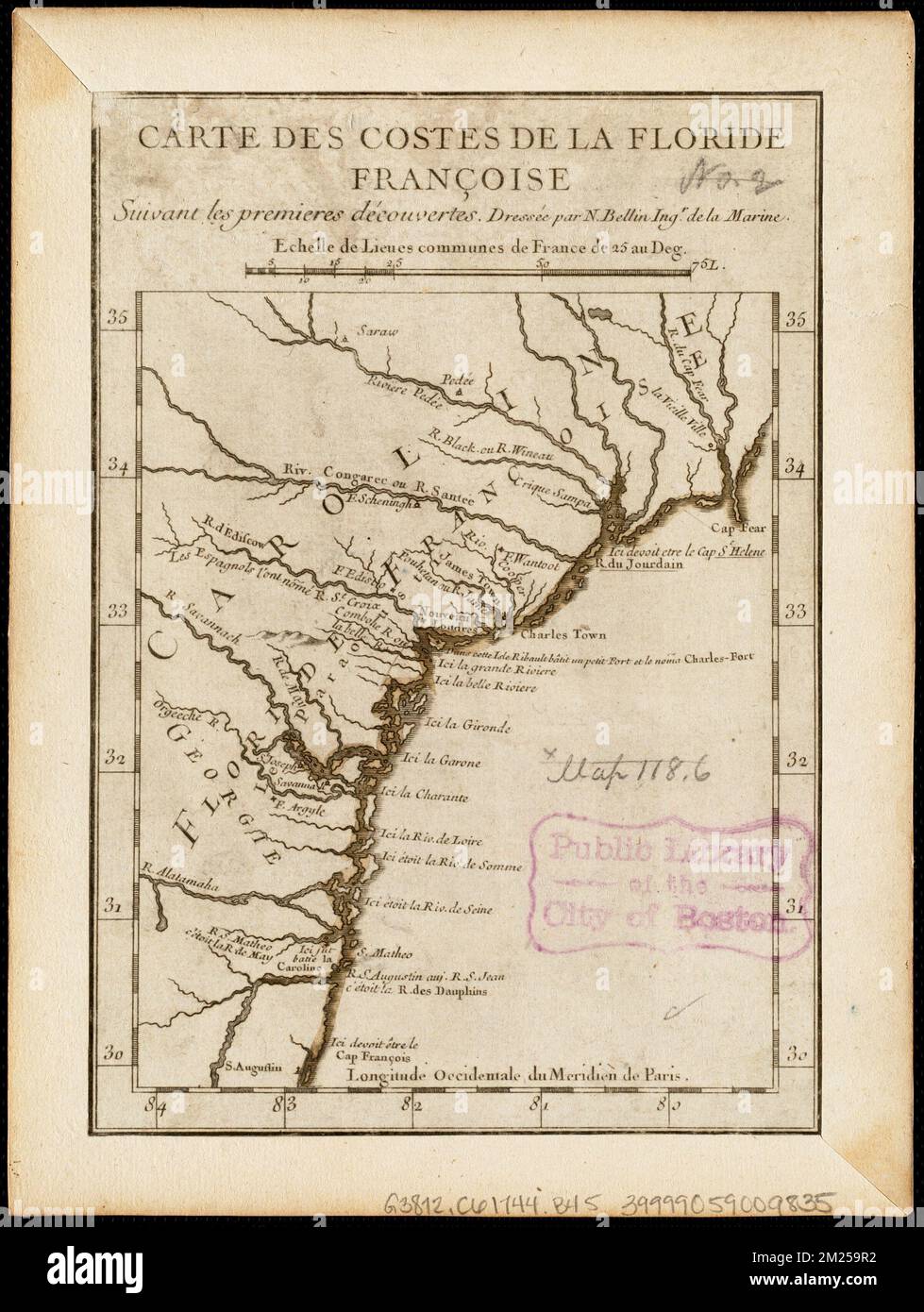 Carte des Costes de la Floride Françoise : suivant les premiers secours ...