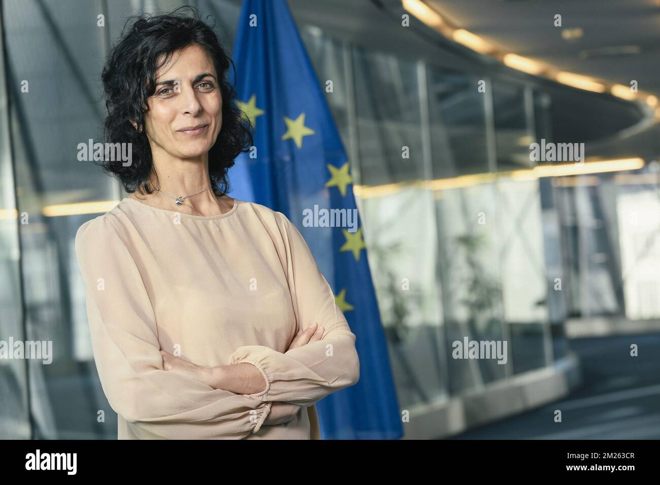 Marie Arena, membre du Parlement européen, pose pour photographe lors d ...