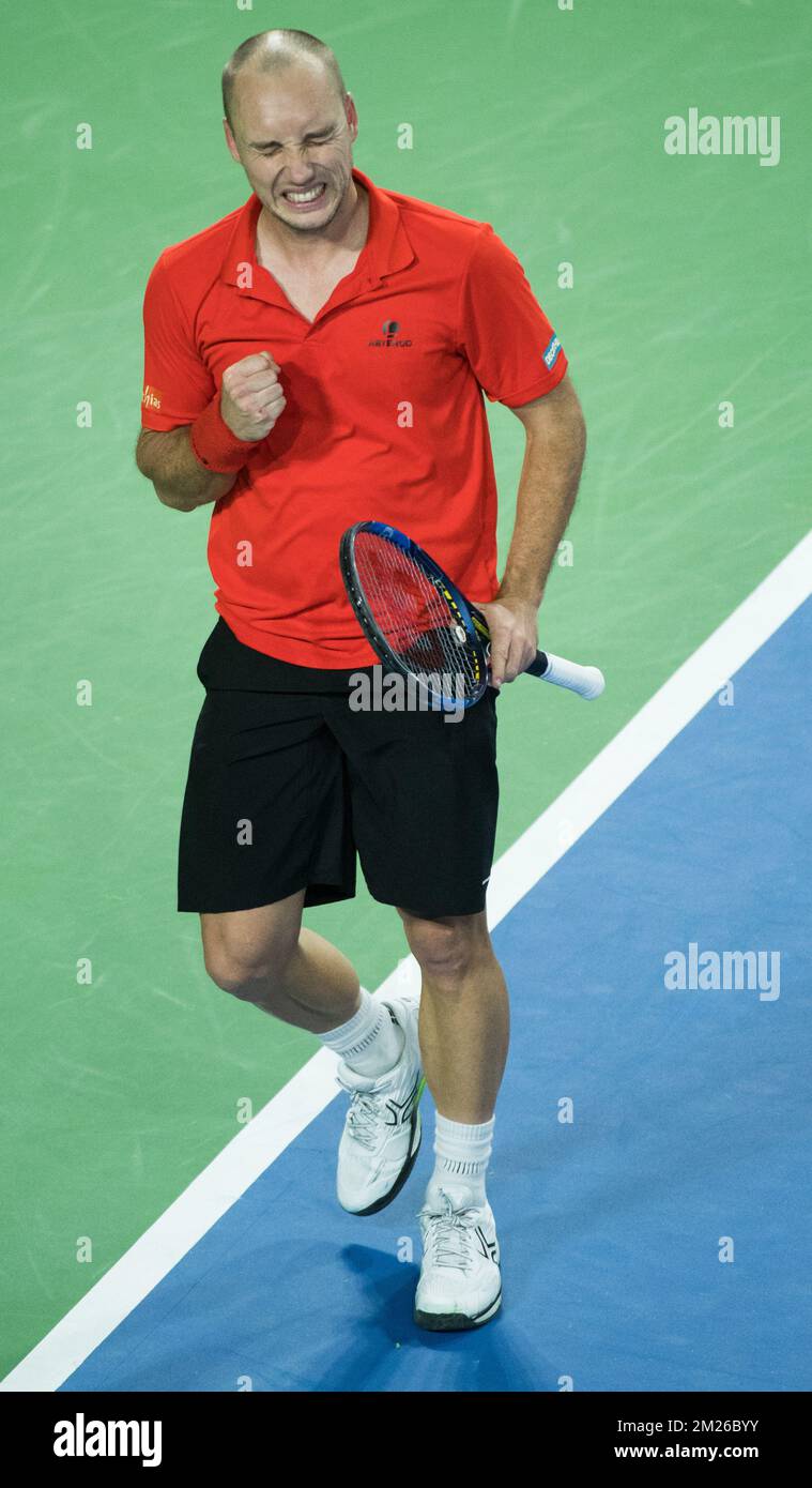 Belge Steve Darcis photographié lors du premier match entre le Belge ...