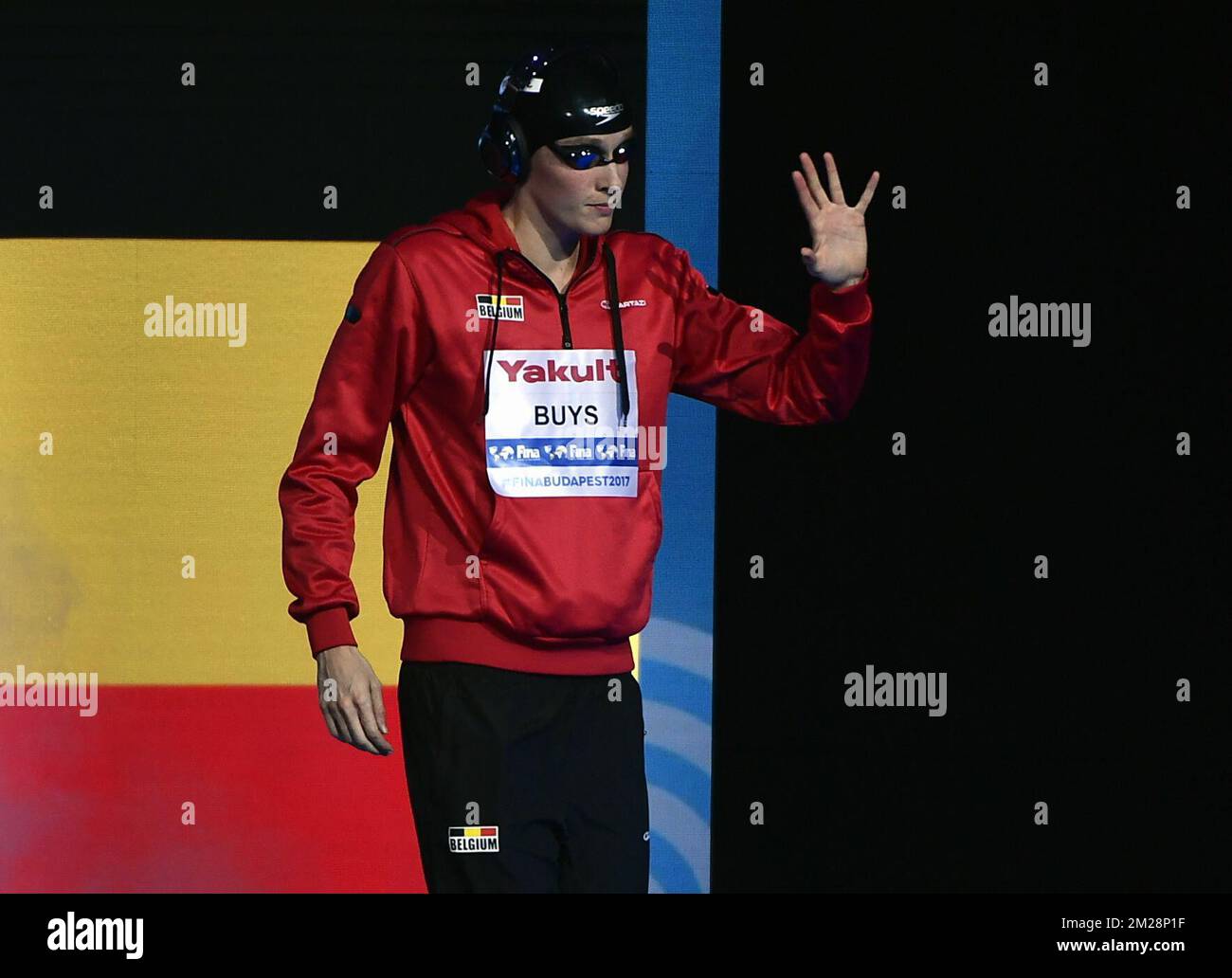 Le nageur belge Kimberly Buys prépare avant la finale des 50m femmes ...