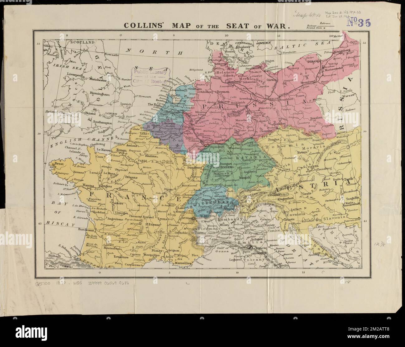 Carte de Collins du siège de la guerre , Guerre franco-prussienne, 1870 ...