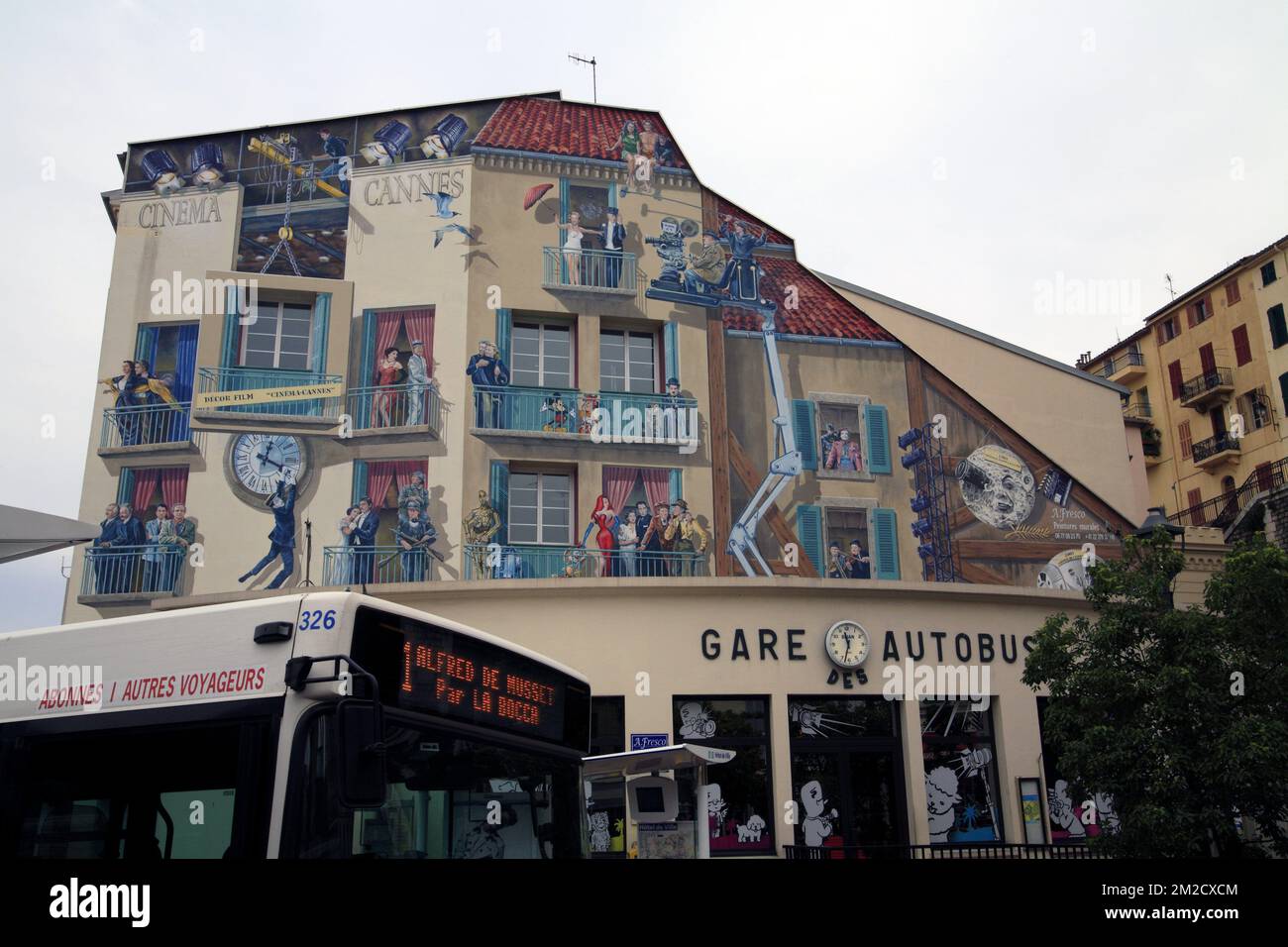 Fresque peinte sur un mur sur le thème du Cinéma | Fresque pointe sur ...