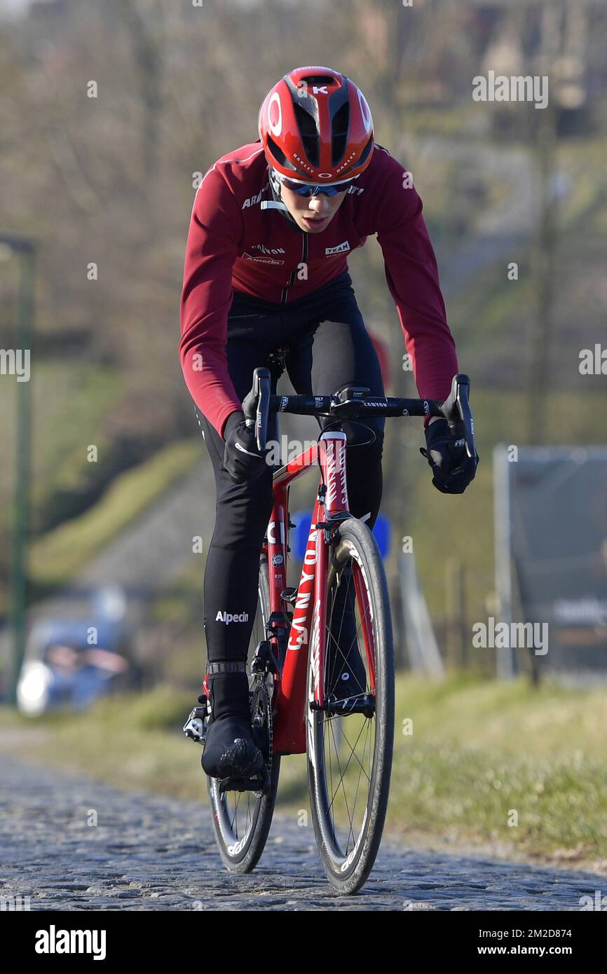 Belge Steff Cras de Katusha-Alpecin photographié en action lors de la ...