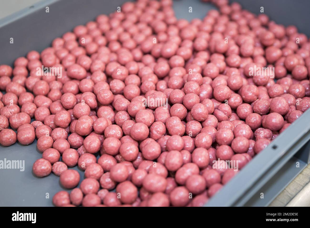 L'illustration montre des pastilles de chocolat rubis, lors de la ...
