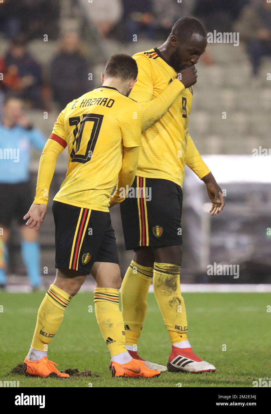Le capitaine belge Eden Hazard et le Romelu Lukaku de Belgique ...