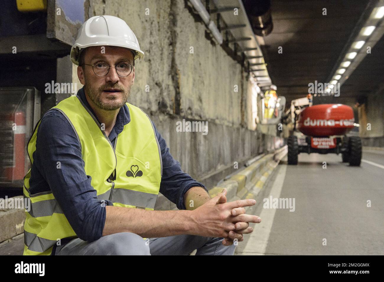 Visite de presse du tunnel Leopold II avec le ministre Pascal Smet ...