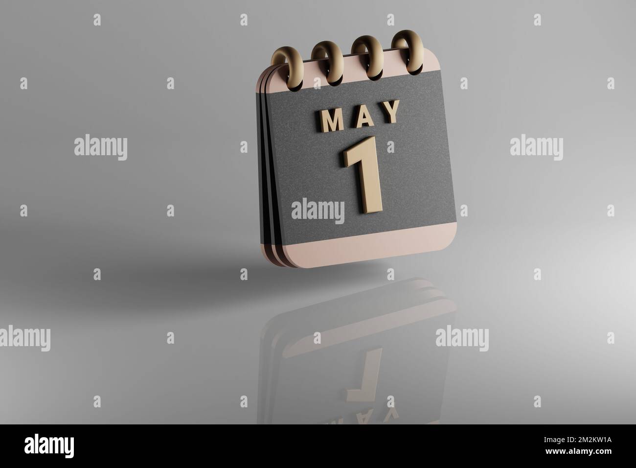 Calendrier de bureau noir et doré avec date de mai. Design moderne avec ...