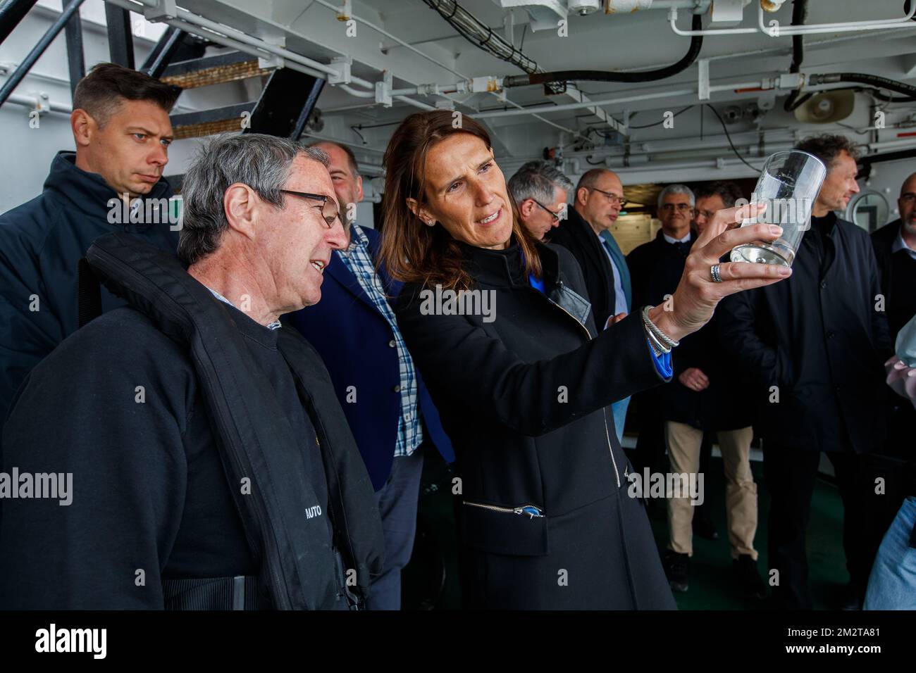 La ministre du Budget Sophie Wilmes photographiée lors de la révélation du nom du nouveau navire ...