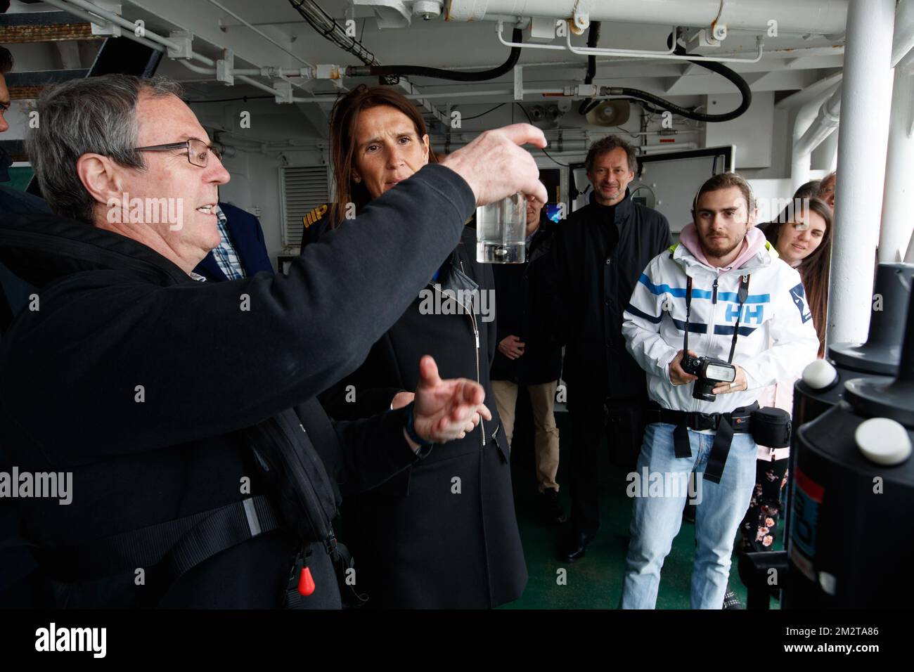 La ministre du Budget Sophie Wilmes photographiée lors de la révélation du nom du nouveau navire ...