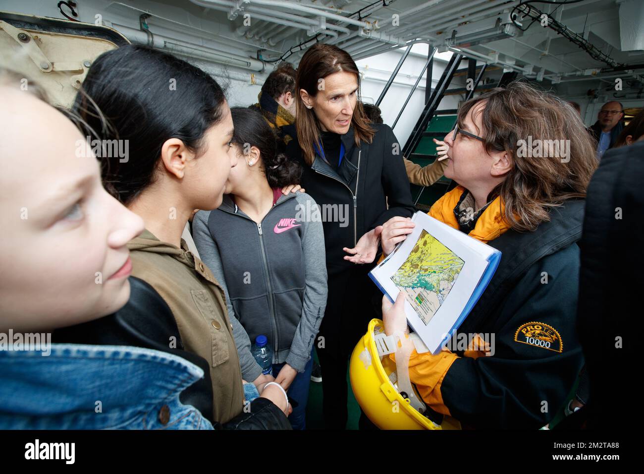 La ministre du Budget Sophie Wilmes photographiée lors de la révélation du nom du nouveau navire ...