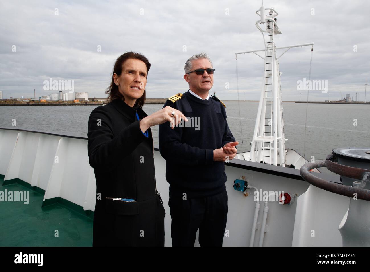 La ministre du Budget Sophie Wilmes photographiée lors de la révélation du nom du nouveau navire ...