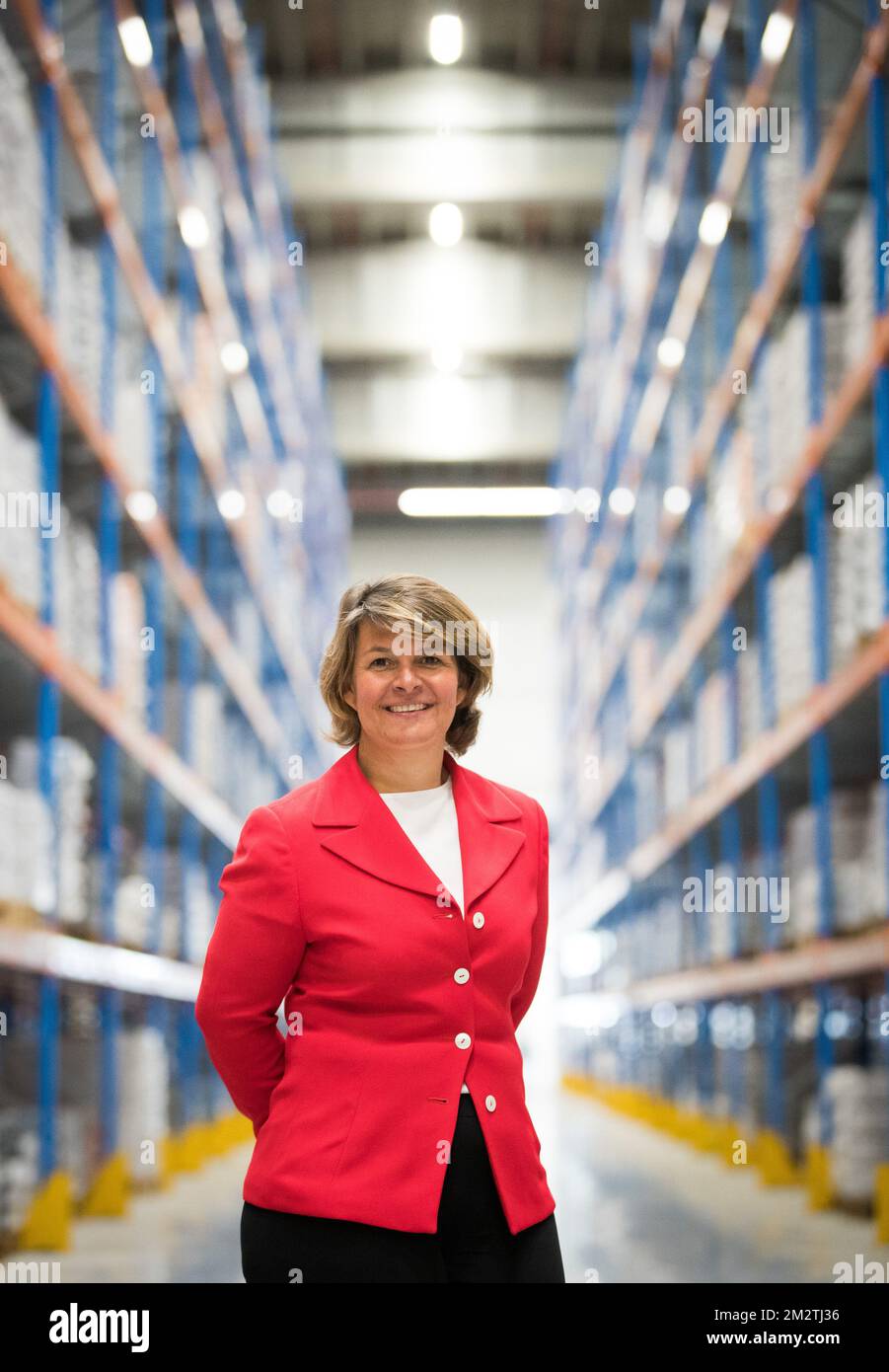 Caroline Van Marcke, PDG de Van Marcke, pose pour le photographe lors ...